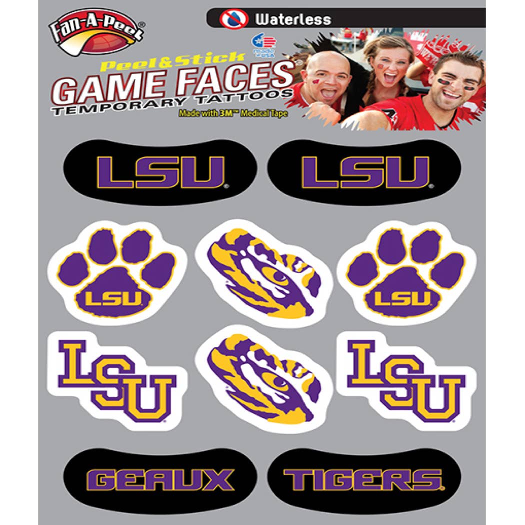 LSU Game Faces® Temporary Tattoos – Tiger Wear & Dancer's Lair